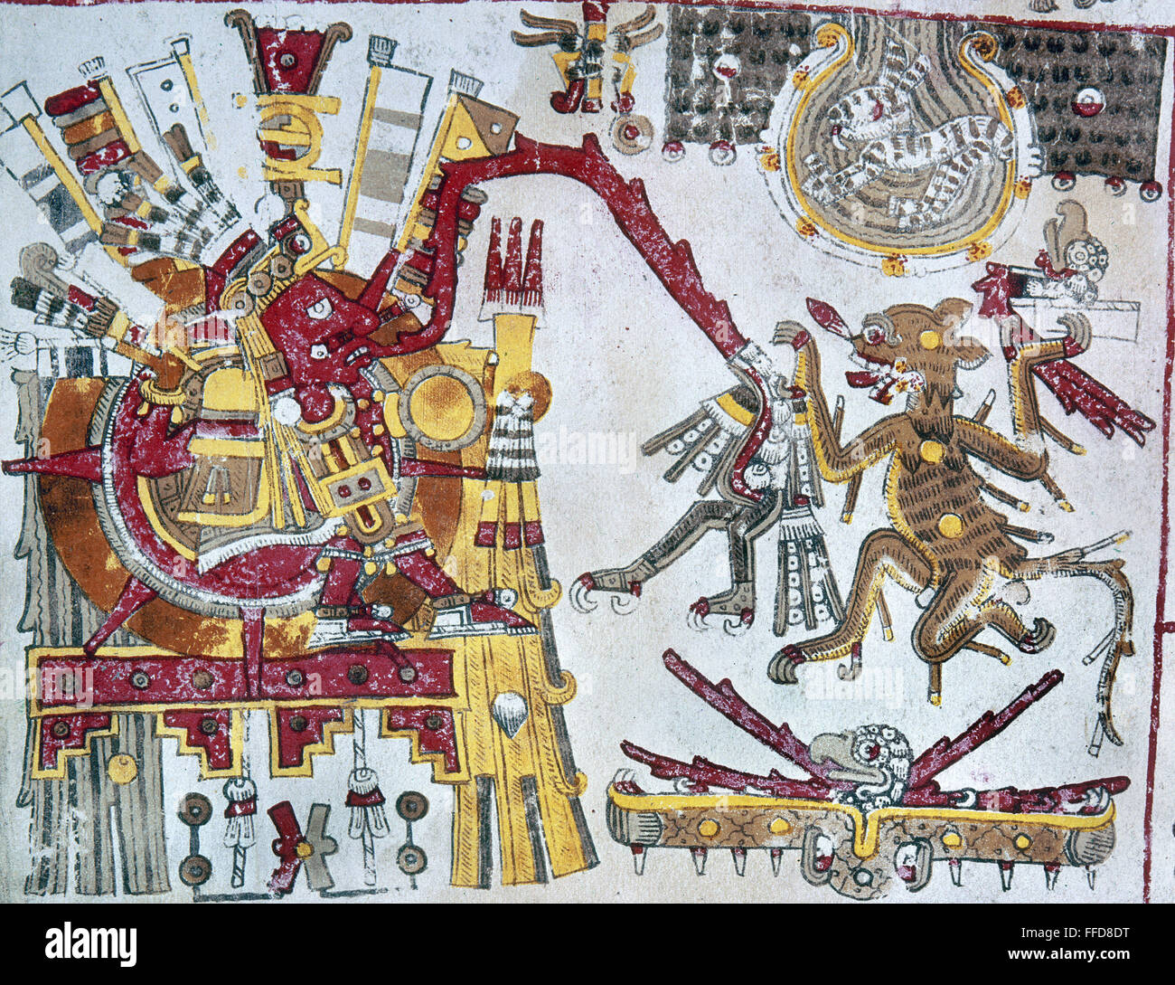 MEXICO: AZTEC CEREMONY. /nAztec sun-raising ceremony, from the Codex ...