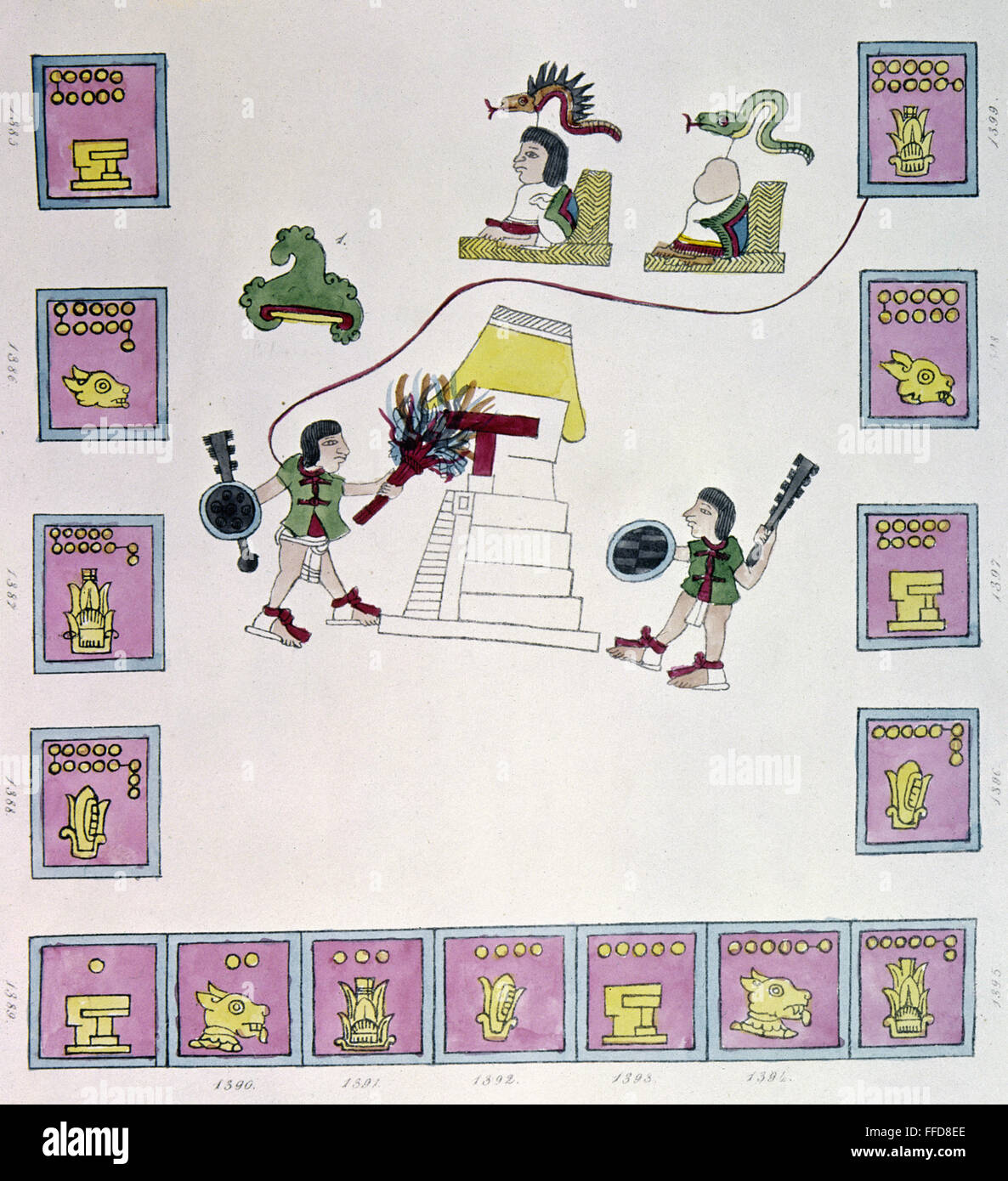 AZTEC: BURNING A TEMPLE. /nThe burning of a temple, indicating the end ...