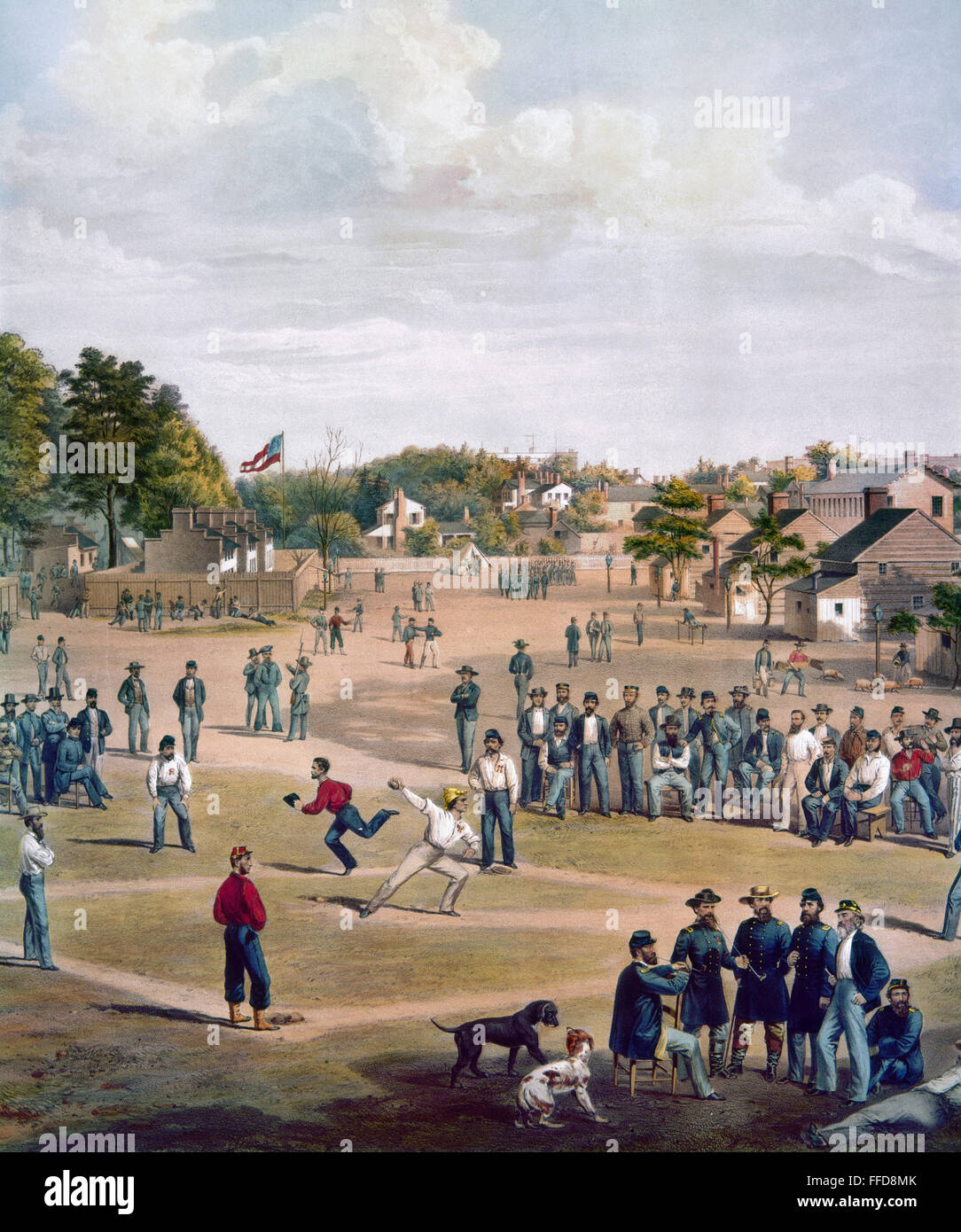 CIVIL WAR: UNION PRISONERS. /nUnion prisoners playing baseball at the ...