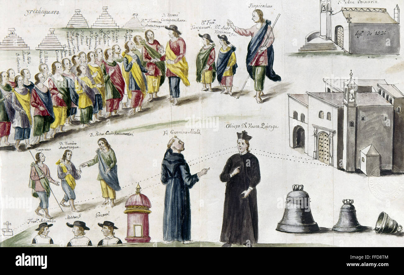 MEXICO: MISSIONARIES. /nMexican Indians converted to Christianity ...