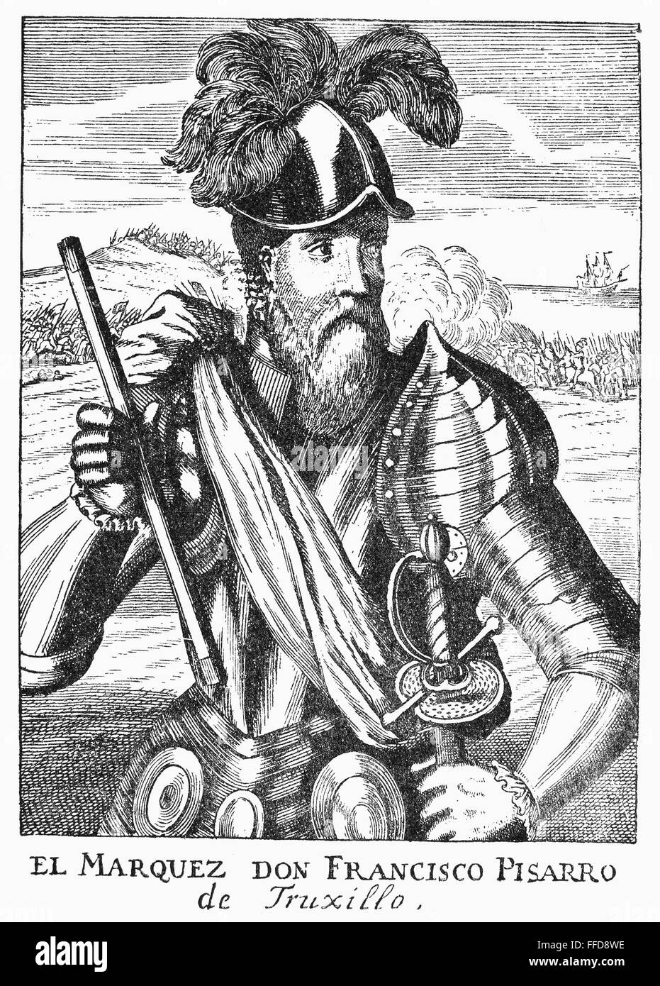 FRANCISCO PIZARRO /n(c1475-1541). Spanish conqueror of Peru. Line ...