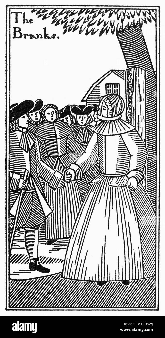 COLONIAL PUNISHMENT. /nA woman punished with the branks in colonial New ...