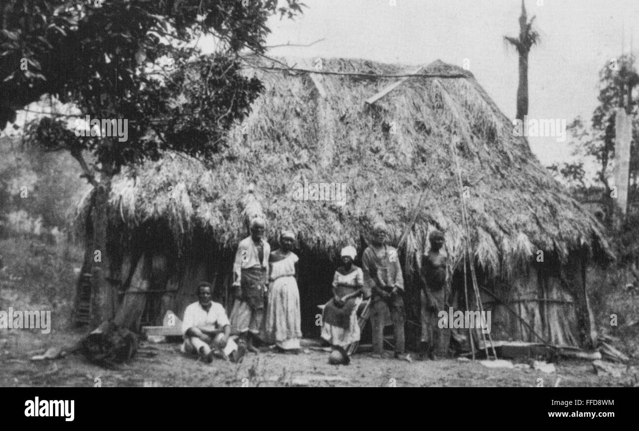 CUBA: PLANTATION WORKERS. /nA group of elderly black workers in front ...