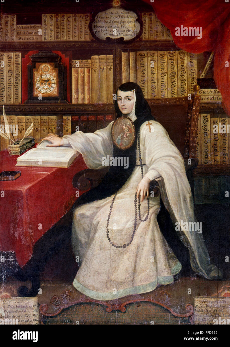 SOR JUANA INES DE LA CRUZ /n(1651-1695). Mexican nun and poet. Oil on ...