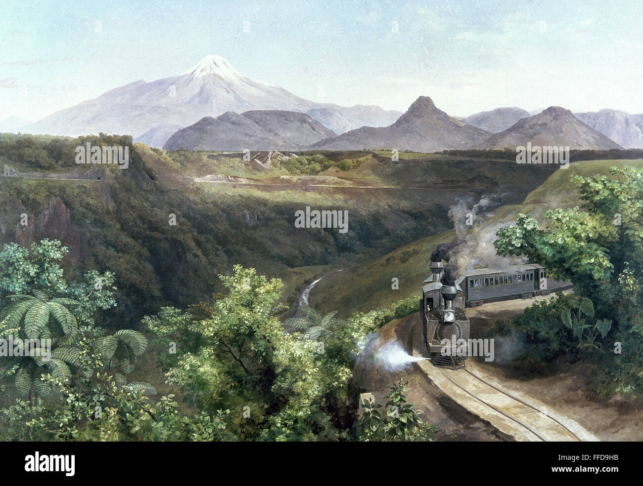 VELASCO: THE TRAIN, 1897. /n'The Train,' in the shadow of the volcano ...