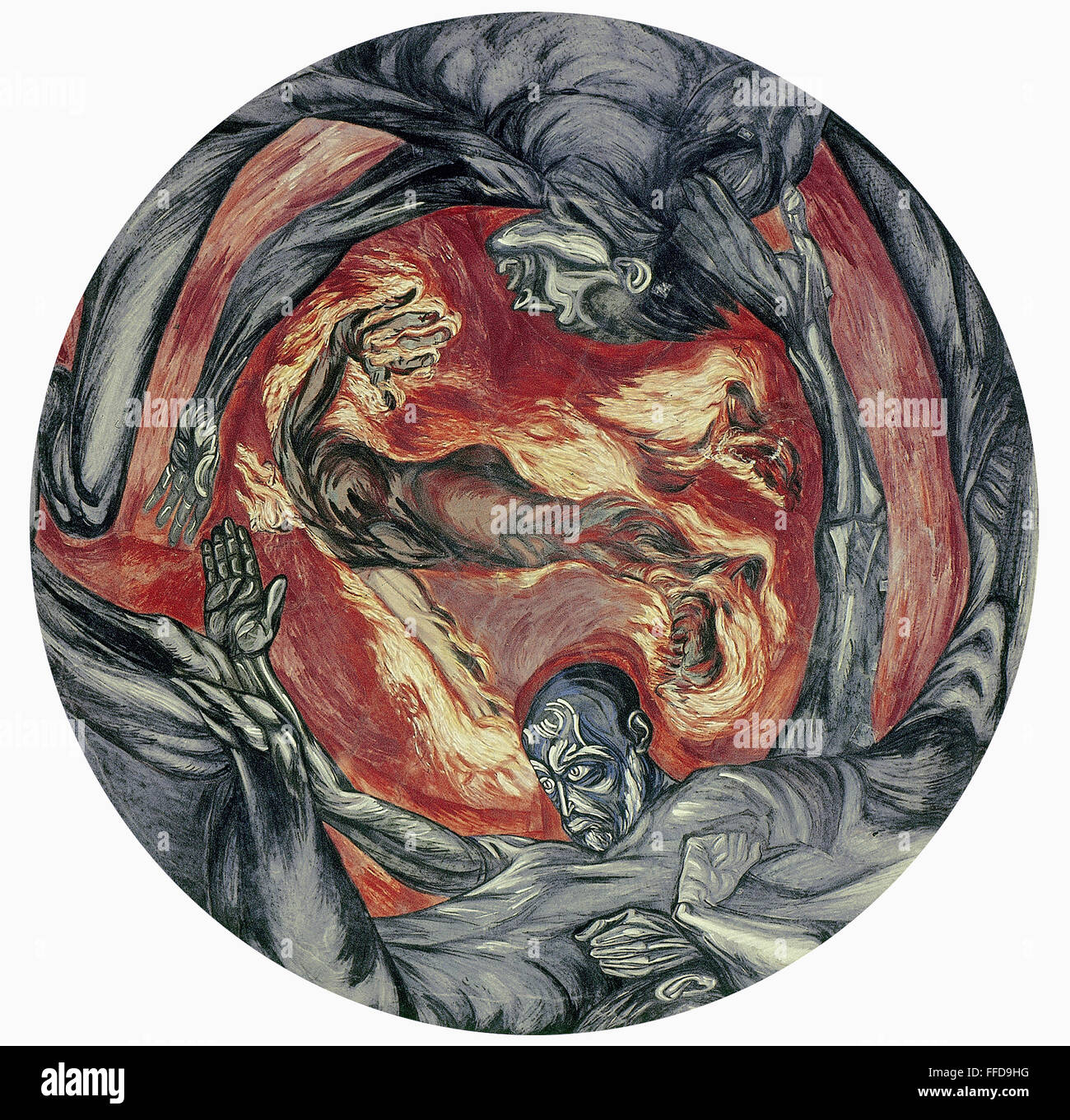 OROZCO: MAN IN FLAMES, 1939. /n'The Man in Flames.' Fresco mural in the ...