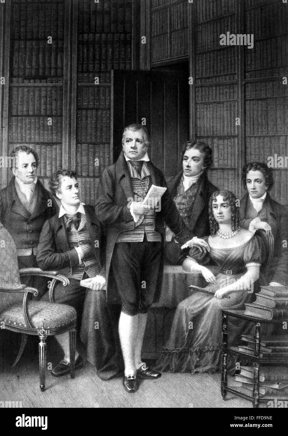 FAMOUS WRITERS. /nFictitious group portrait of famous British writers ...