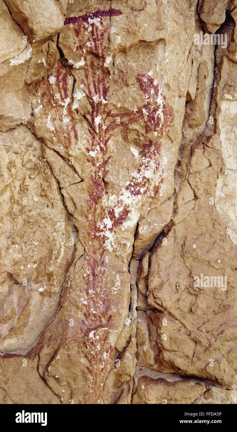 SPAIN: CAVE PAINTING. /nA woman climbs a leafy tree, possibly to ...