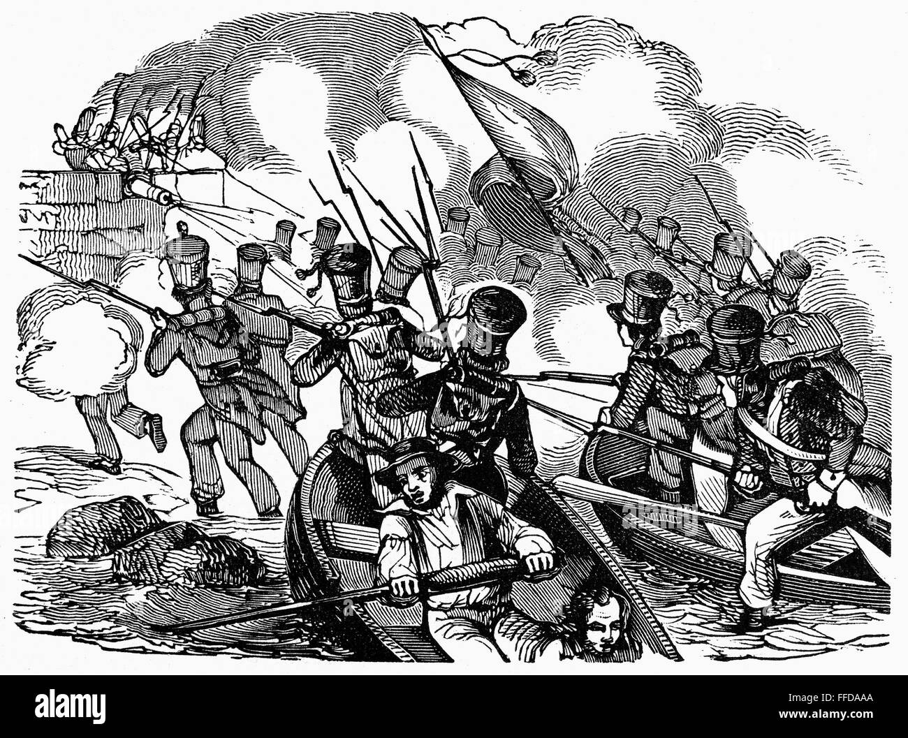 BATTLE OF QUEENSTON, 1812. /nAmerican forces at the Battle of Queenston ...