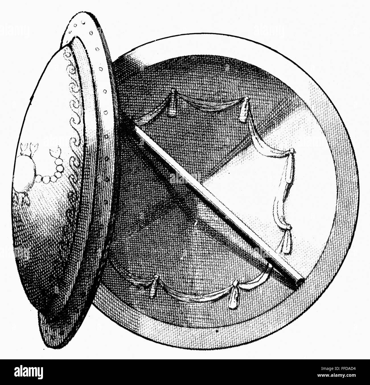 ANCIENT GREEK SHIELD. /nLine engraving Stock Photo - Alamy