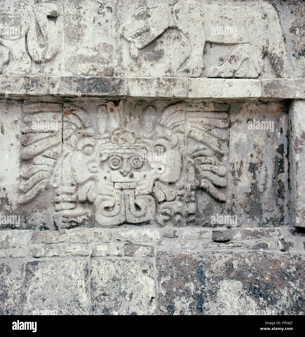 MEXICO: TOLTEC RELIEF. /nDetail of the sculptured wall from the Pyramid ...