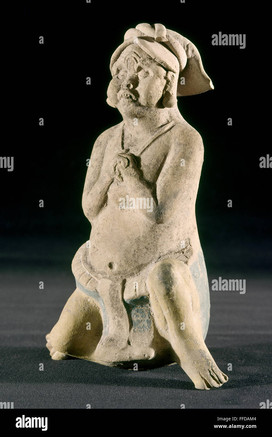 MEXICO: MAYAN FIGURE. /nCeramic kneeling figure. Mayan, from Jaina ...