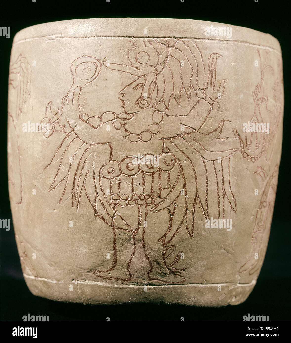 MEXICO: MAYAN VASE. /nCeramic vase with a carving of a male figure ...