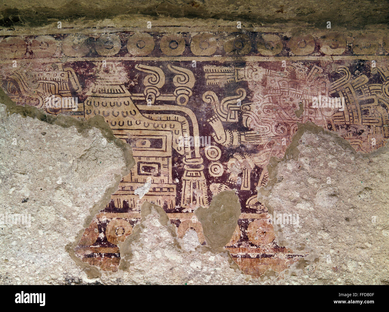 MEXICO: MIXTEC PAINTING. /nMixtec wall painting of a figure with an ...