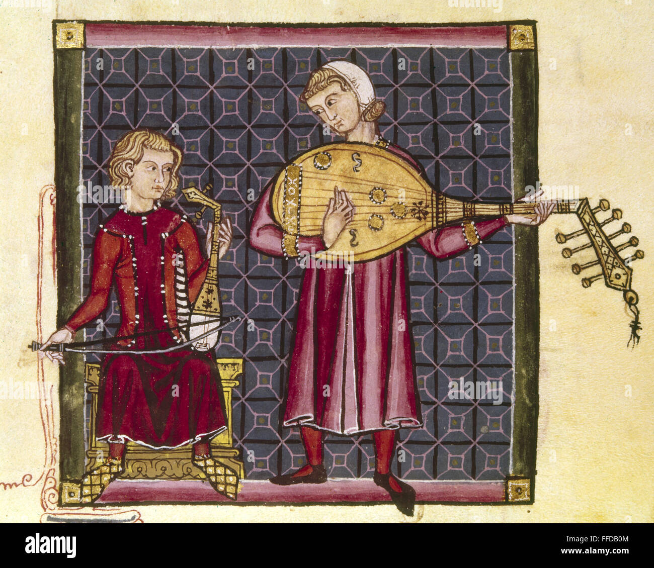 SPAIN: MUSIC, 13th CENTURY. /nMusicians playing a rebec (left), an ...