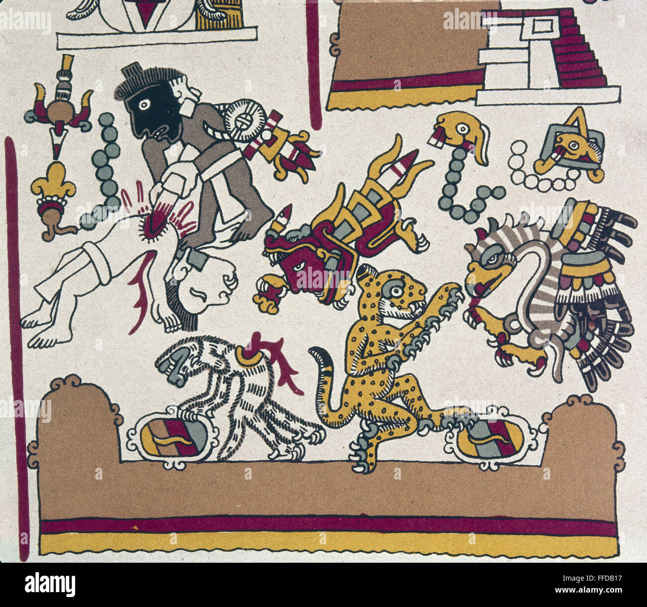 MEXICO: MIXTEC MANUSCRIPT. /nWar scene from the Codex Zouche-Nuttall ...