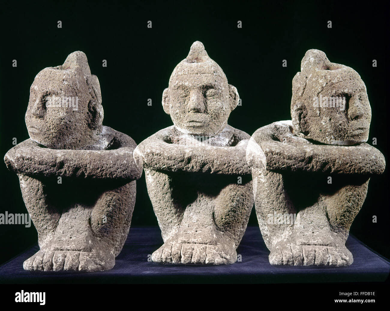 MEXICO: AZTEC FIGURES. /nAztec spectators. Stone, from the Valley of ...
