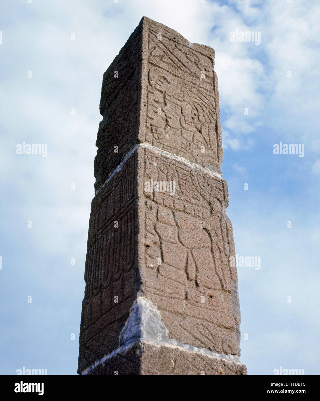 MEXICO: AZTEC COLUMN. /nAztec rectangular column with bas-reliefs, 1200 ...