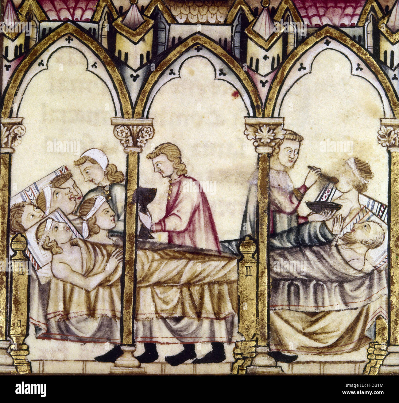 SPAIN: MEDIEVAL HOSPITAL. /nRendering of an ancient Roman hospital ...