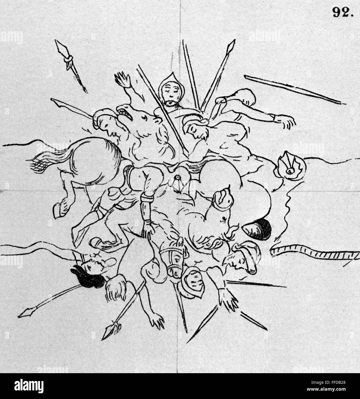 MEXICO: SPANISH CONQUEST. /nBattle scene between the Spanish and the ...