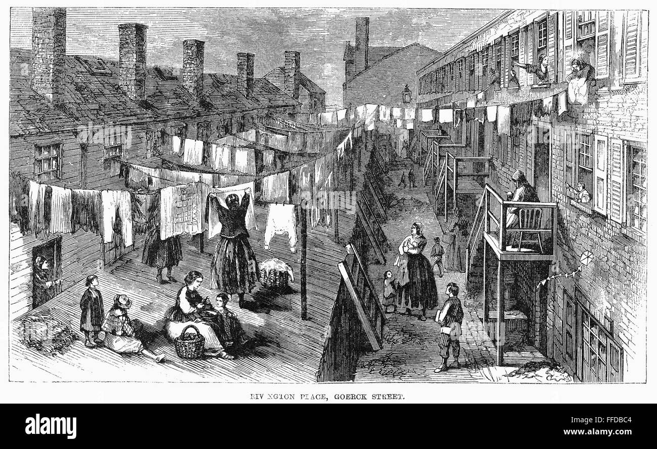 NEW YORK: TENEMENT, 1866. /nTenement dwellings on Goerck Street on New ...