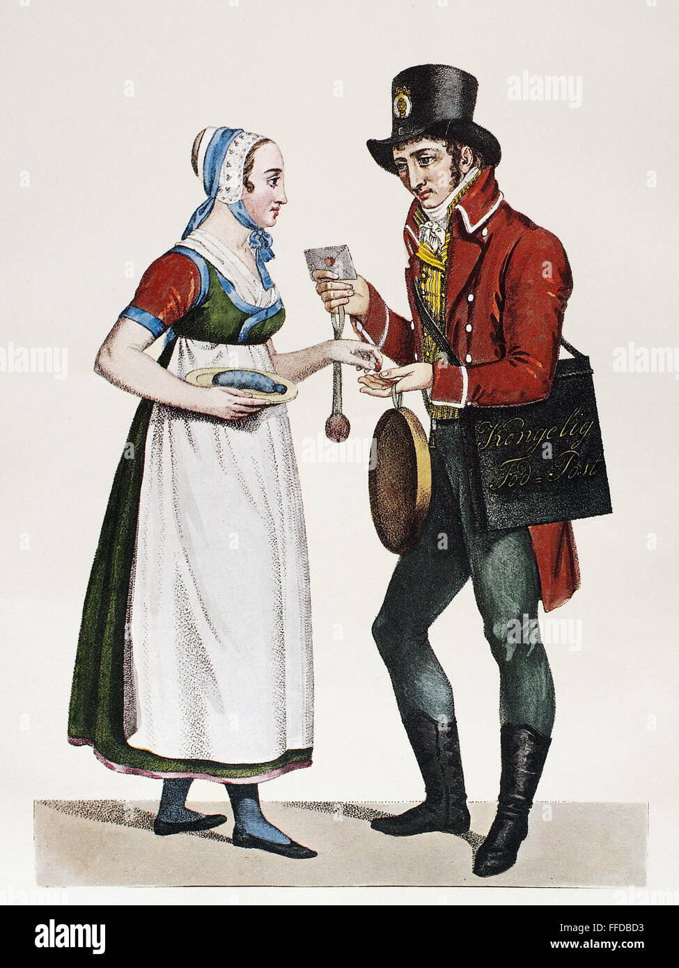 DENMARK: MAILMAN, c1825. /nA Copenhagen mailman delivers a letter to a ...