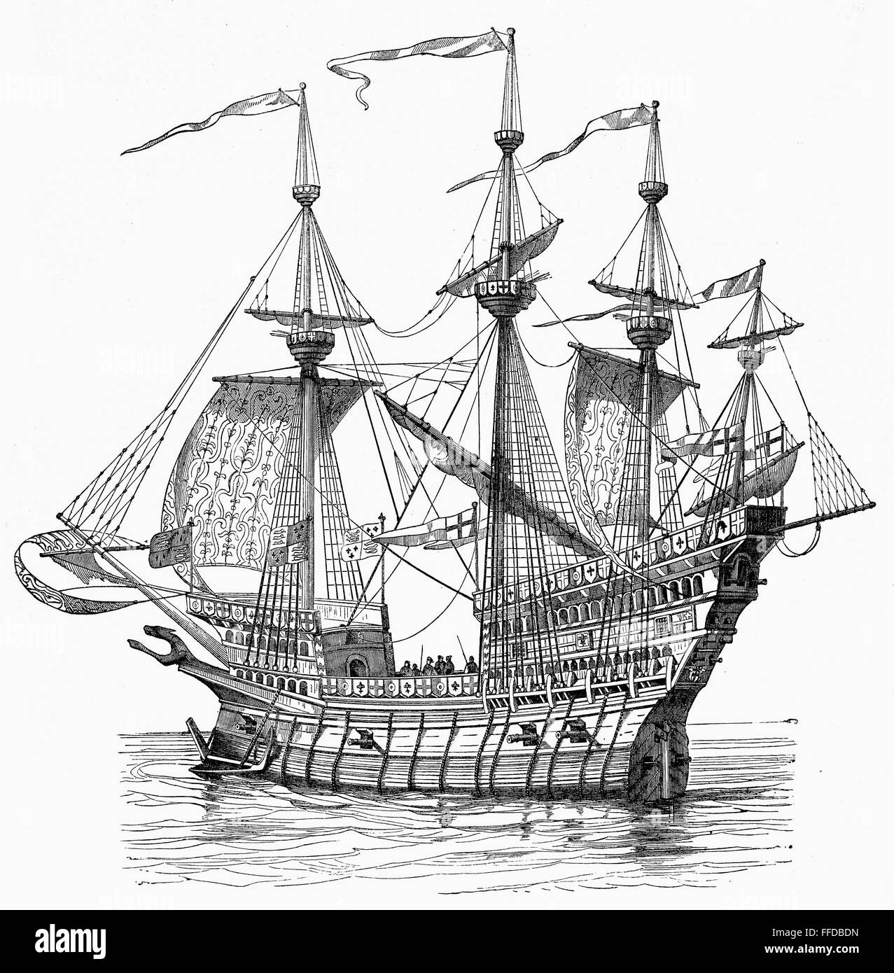 BRITISH WARSHIP, 1488. /nThe 'Great Harry,' the first warship of the ...