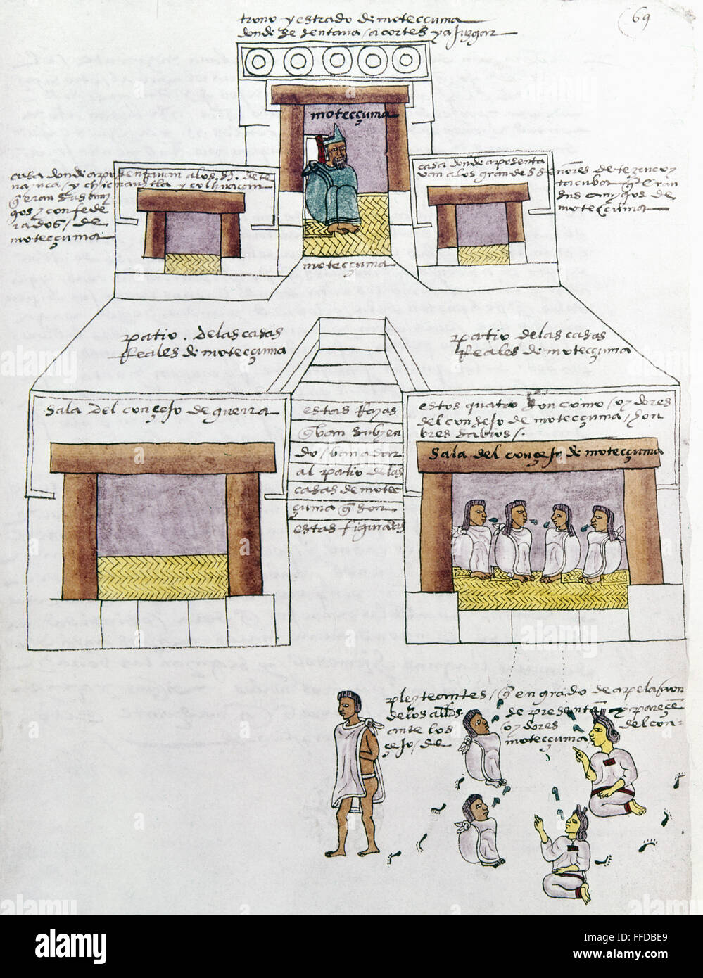 AZTEC: PALACE OF MONTEZUMA. /nPlan of the palace and courtyard of ...