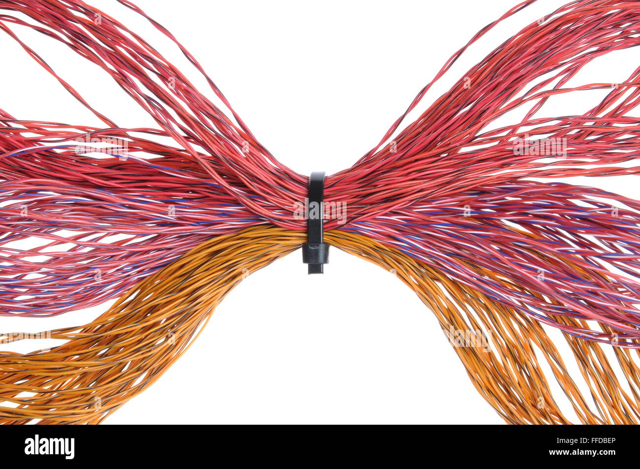 Data transmission in colorful computer cables isolated on white ...