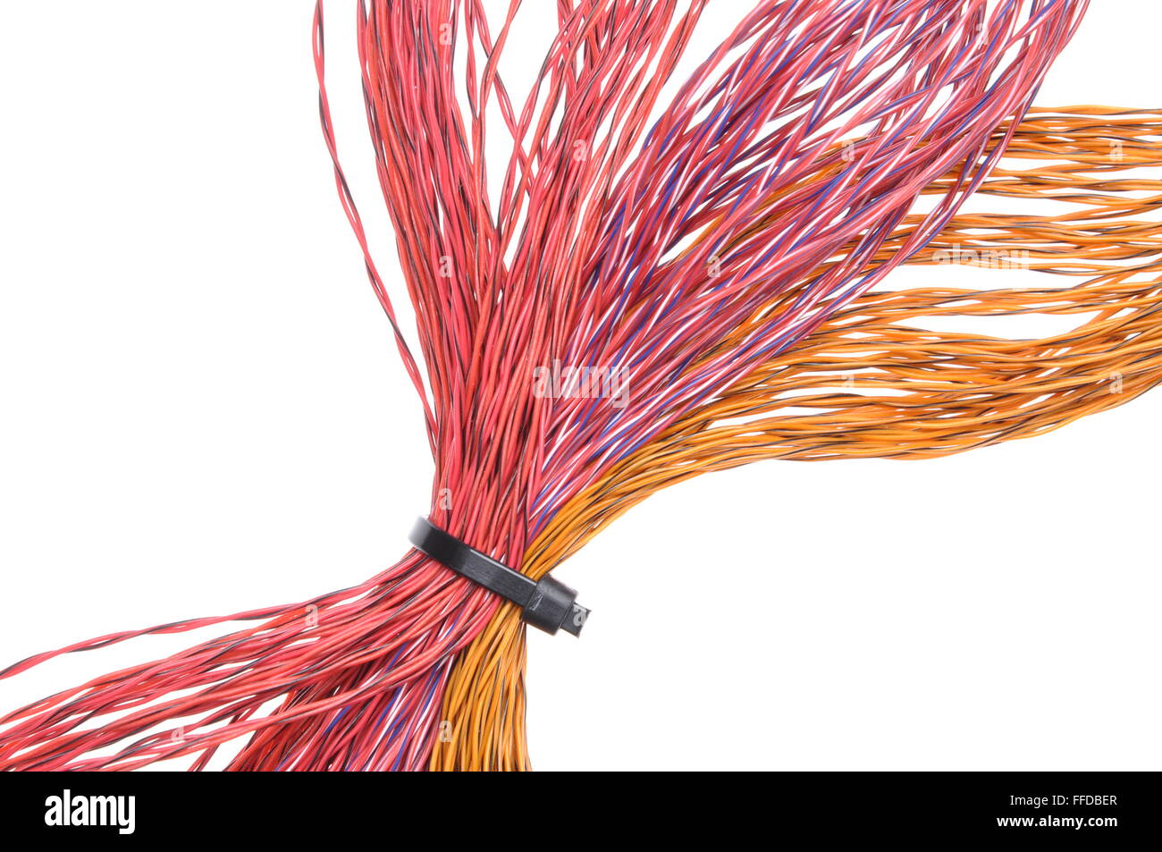 Data transmission in colorful computer cables isolated on white ...