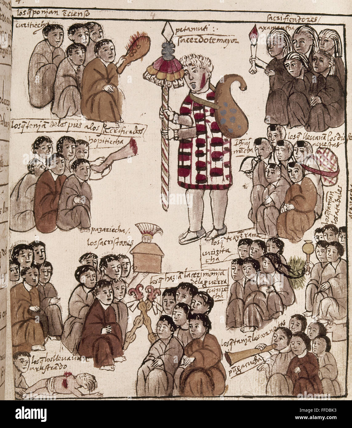 MEXICO: INDIANS, c1500. /nPrisoners of war (left, holding severed leg ...