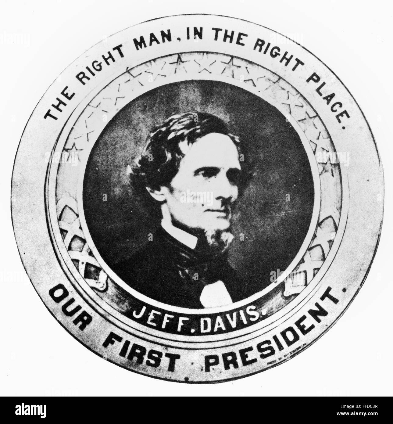 JEFFERSON DAVIS, 1861. /nCampaign button for the candidacy of Jefferson ...