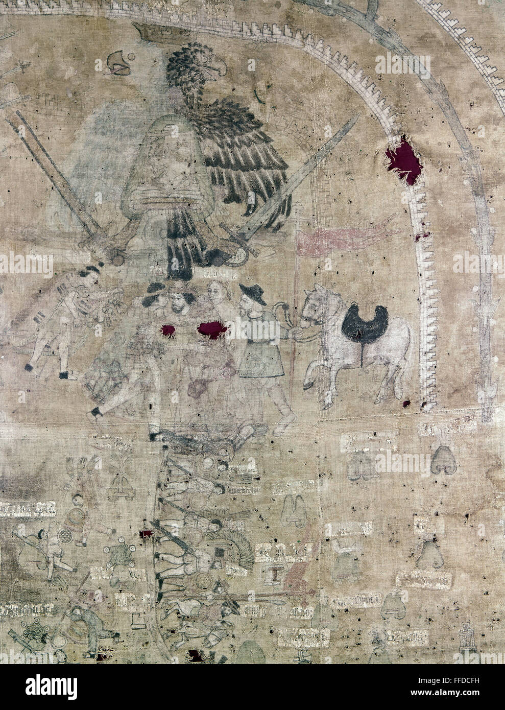 MEXICO: SPANISH CONQUEST. /n16th century codex fragment depicting the ...