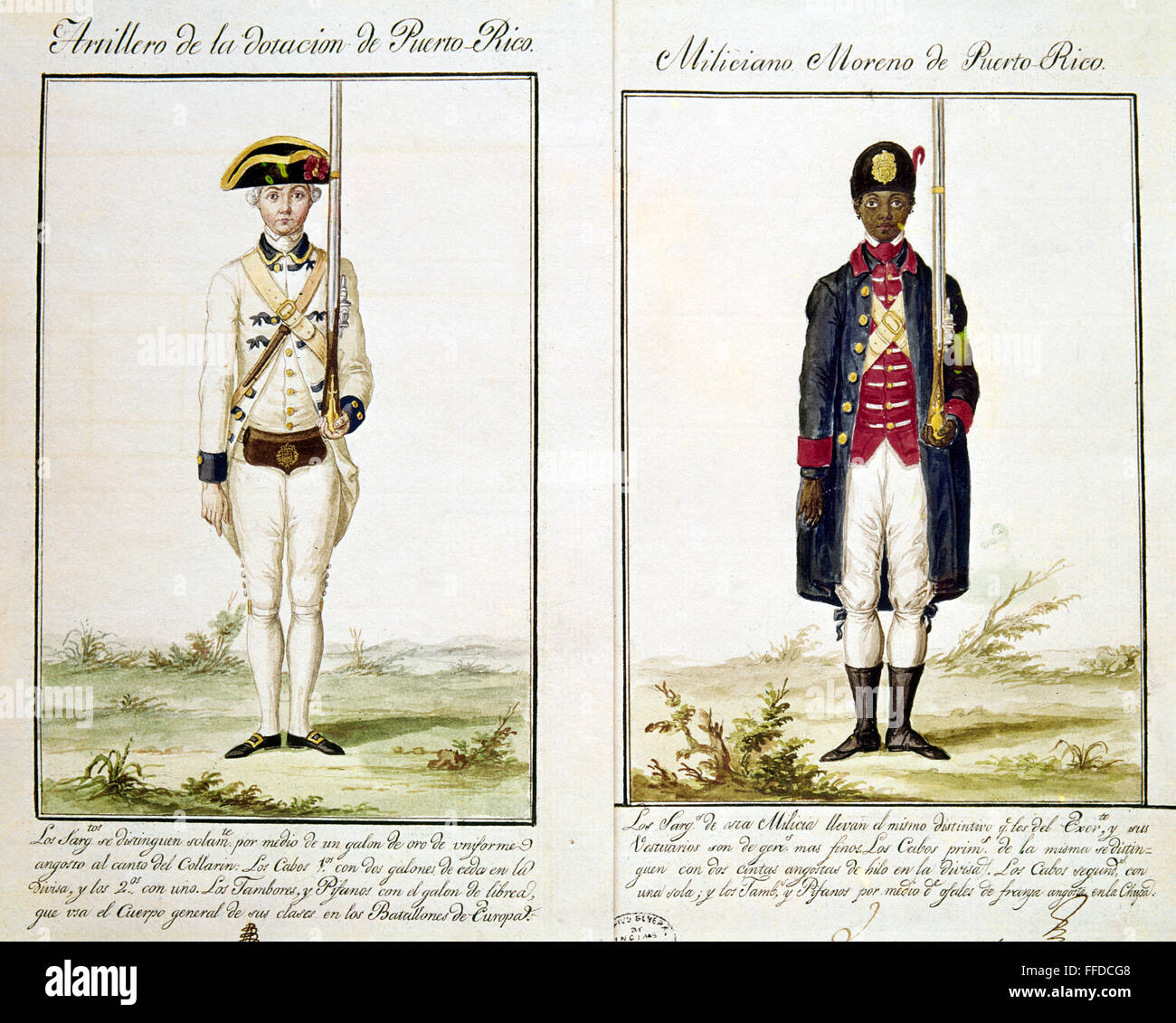 PUERTO RICO: SOLDIERS. /nUniforms of two artillery sergeants stationed ...