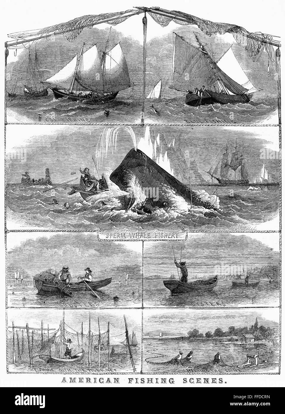 AMERICAN FISHING, 1867. /n'American Fishing Scenes. Wood engraving ...