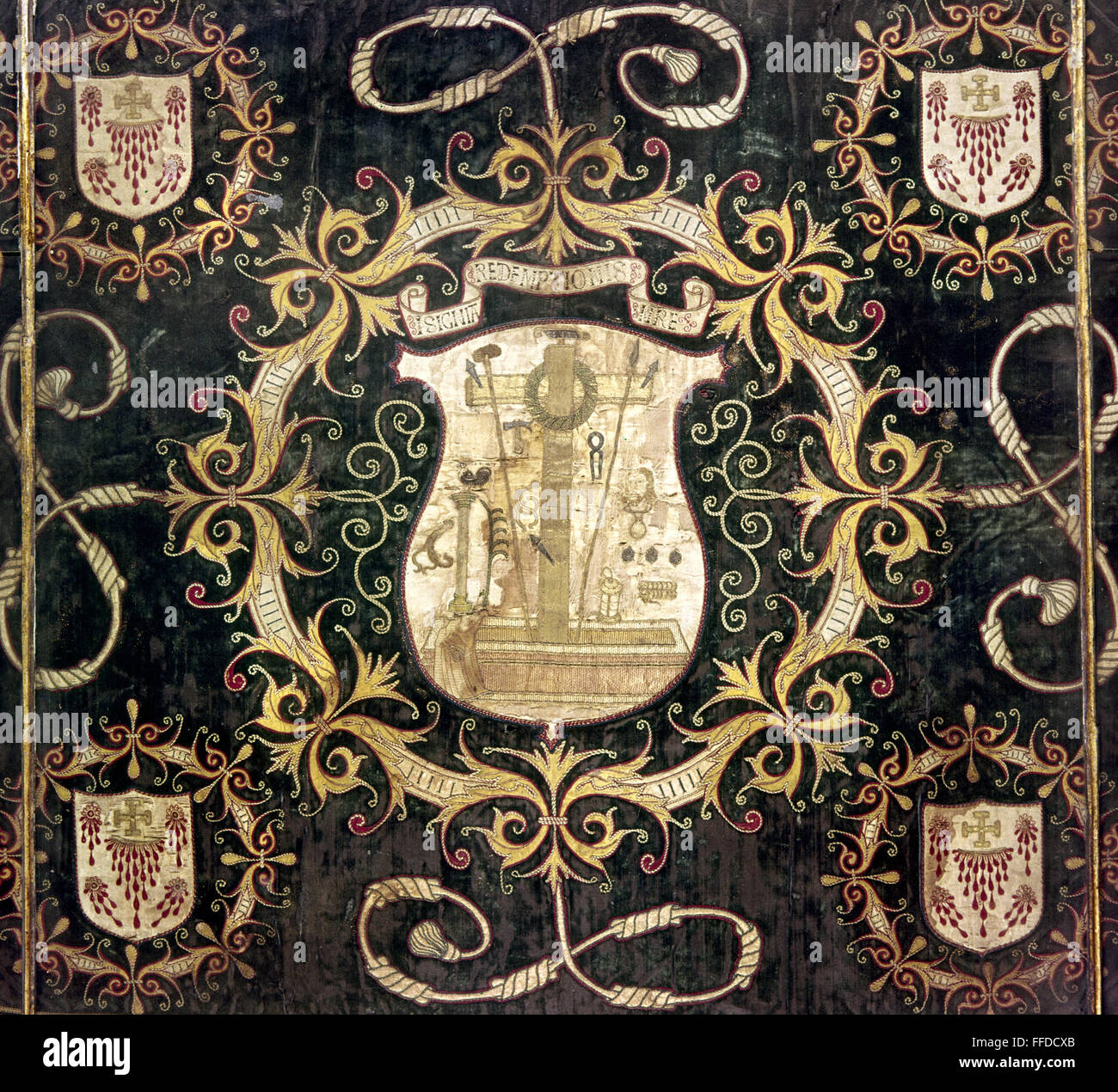 NEW SPAIN: COAT OF ARMS. /nCoat of arms with symbols of Christianity ...