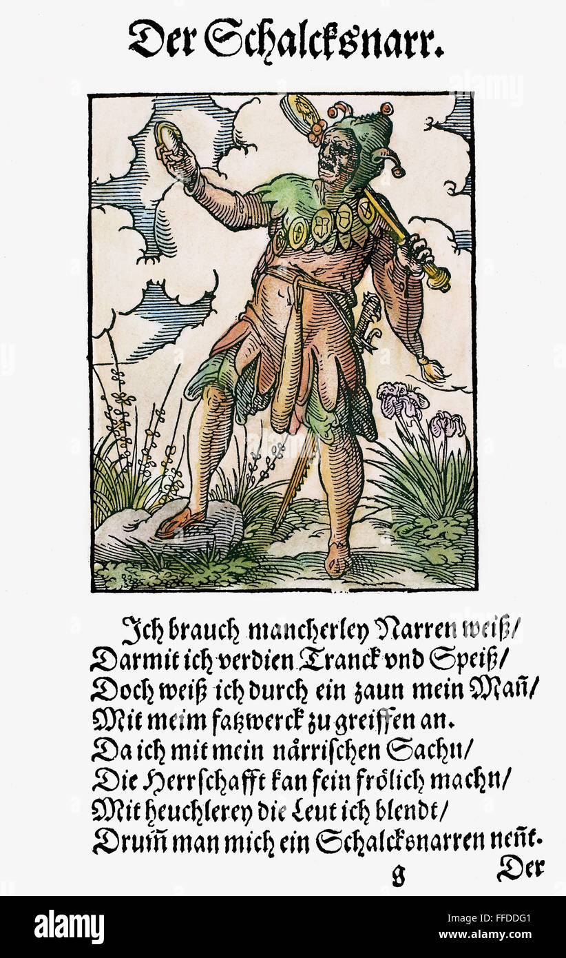 JESTER, 1568. /nWoodcut, 1568, by Jost Amman Stock Photo - Alamy