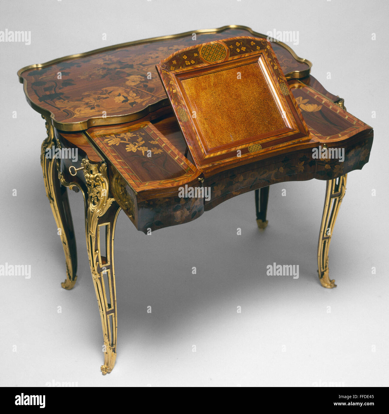 FRENCH DESK, c1750. /nA table that converts to a desk ('table a ...
