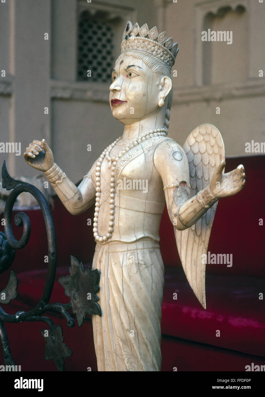 INDIA: WINGED DEITY. /nWinged Hindu deity. Carved ivory figure from a ...