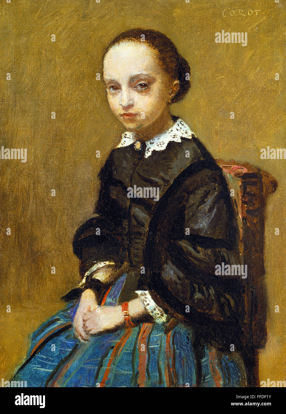 COROT: GIRL, c1860. /nPortrait of a girl. Oil on canvas by Jean ...