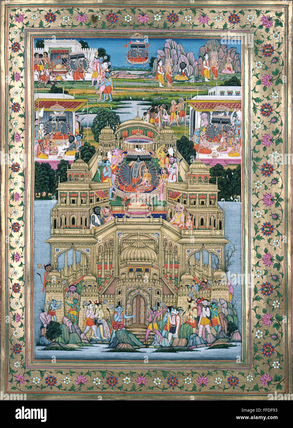INDIA: RAMAYANA./nPalace of the Hindu demon, Ravana, enthroned at ...