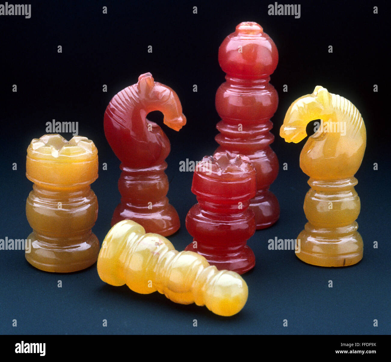 INDIAN CHESS PIECES. /nCarved stone chess pieces from India Stock Photo ...