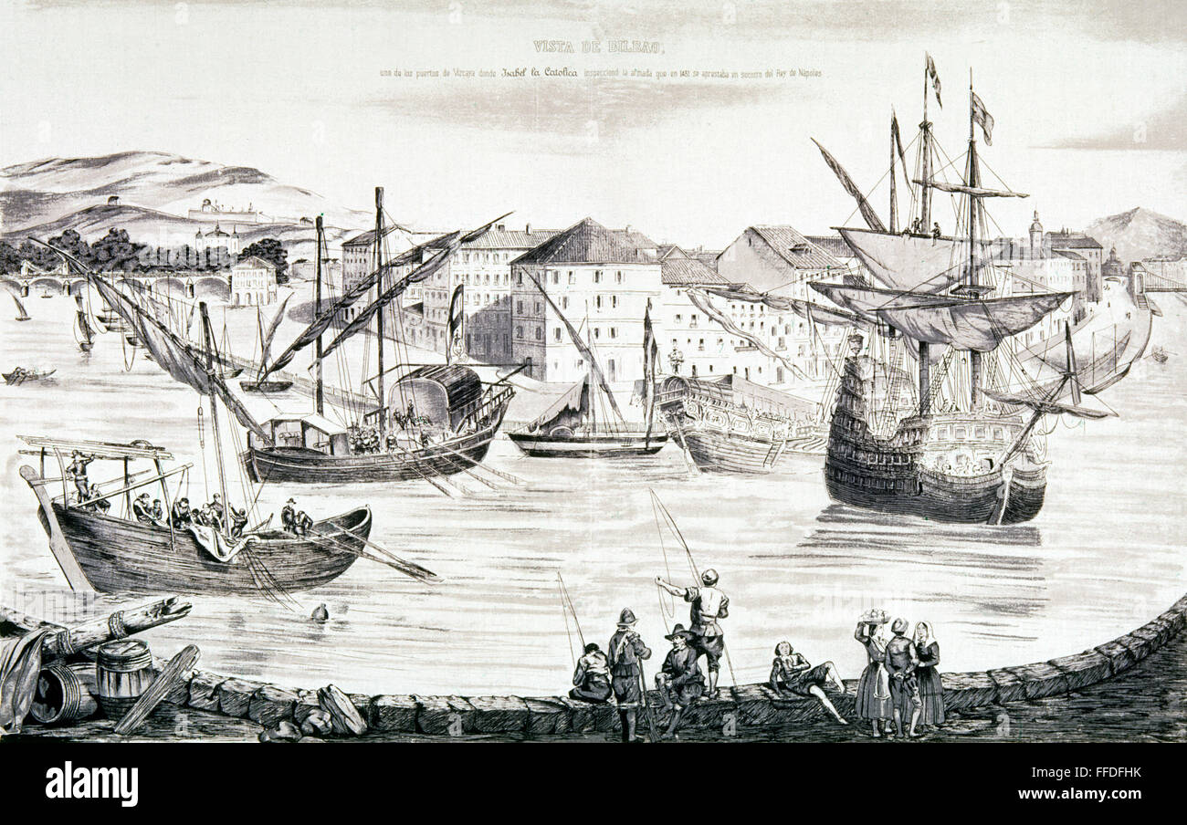 SPAIN: BILBAO, c1800. /nView of Bilbao. Drawing, Spanish, c1800 Stock ...