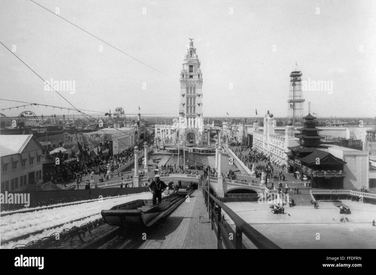 CONEY ISLAND: DREAMLAND. /nThe 'Shoot the Chutes' ride at Dreamland ...