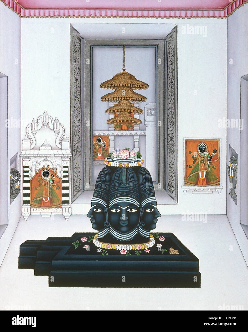 INDIA: EKLINGJI TEMPLE. /nStatue of the Hindu god, Shiva, at the ...