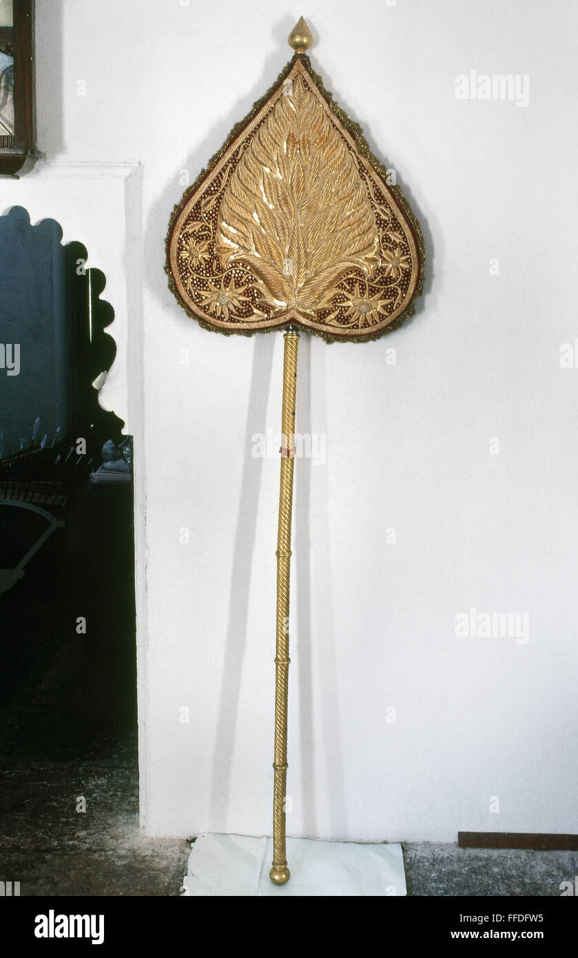 INDIAN FAN. /nEmbroidered fan for Indian nobility Stock Photo - Alamy