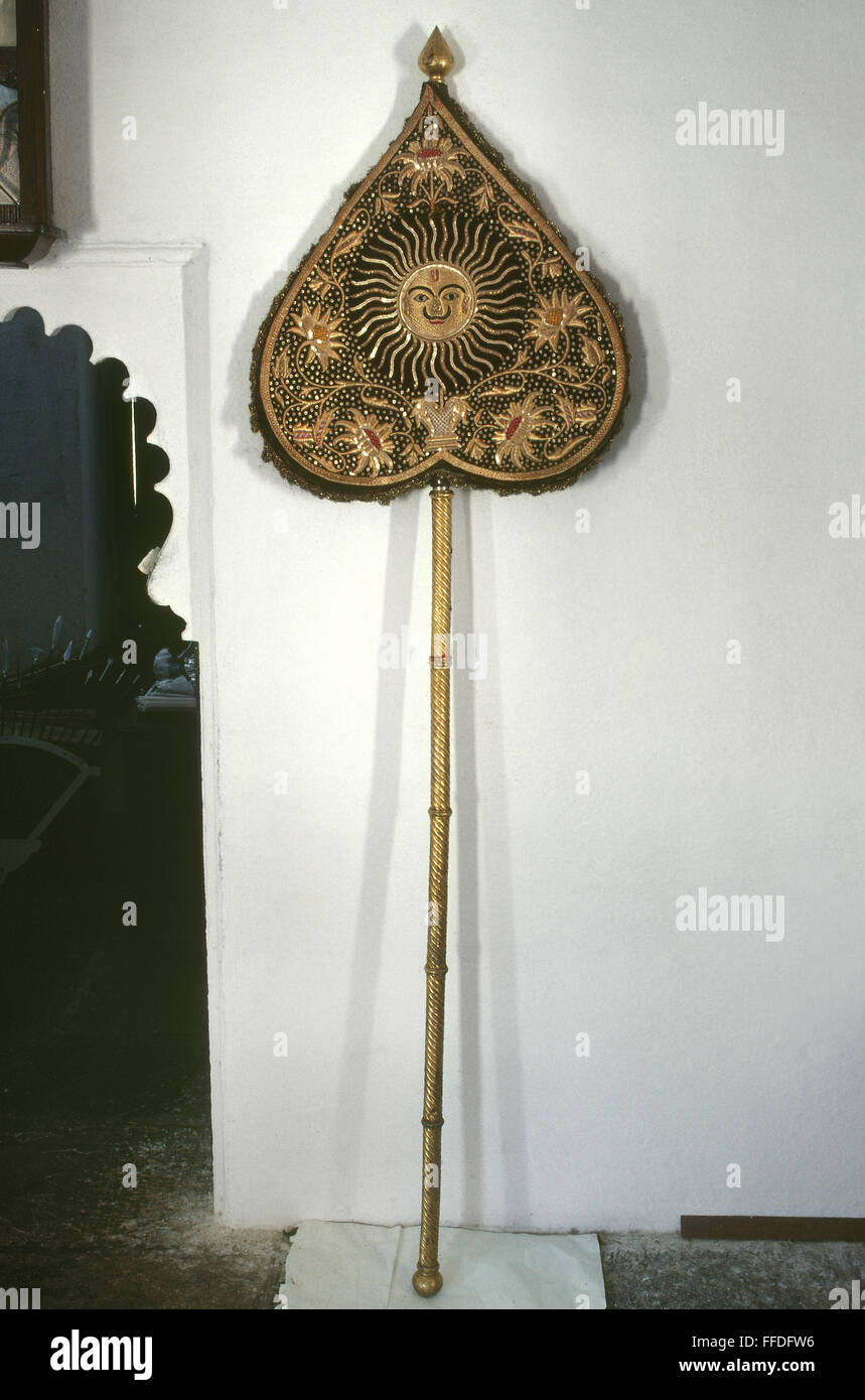 INDIAN FAN. /nEmbroidered fan for Indian nobility Stock Photo - Alamy