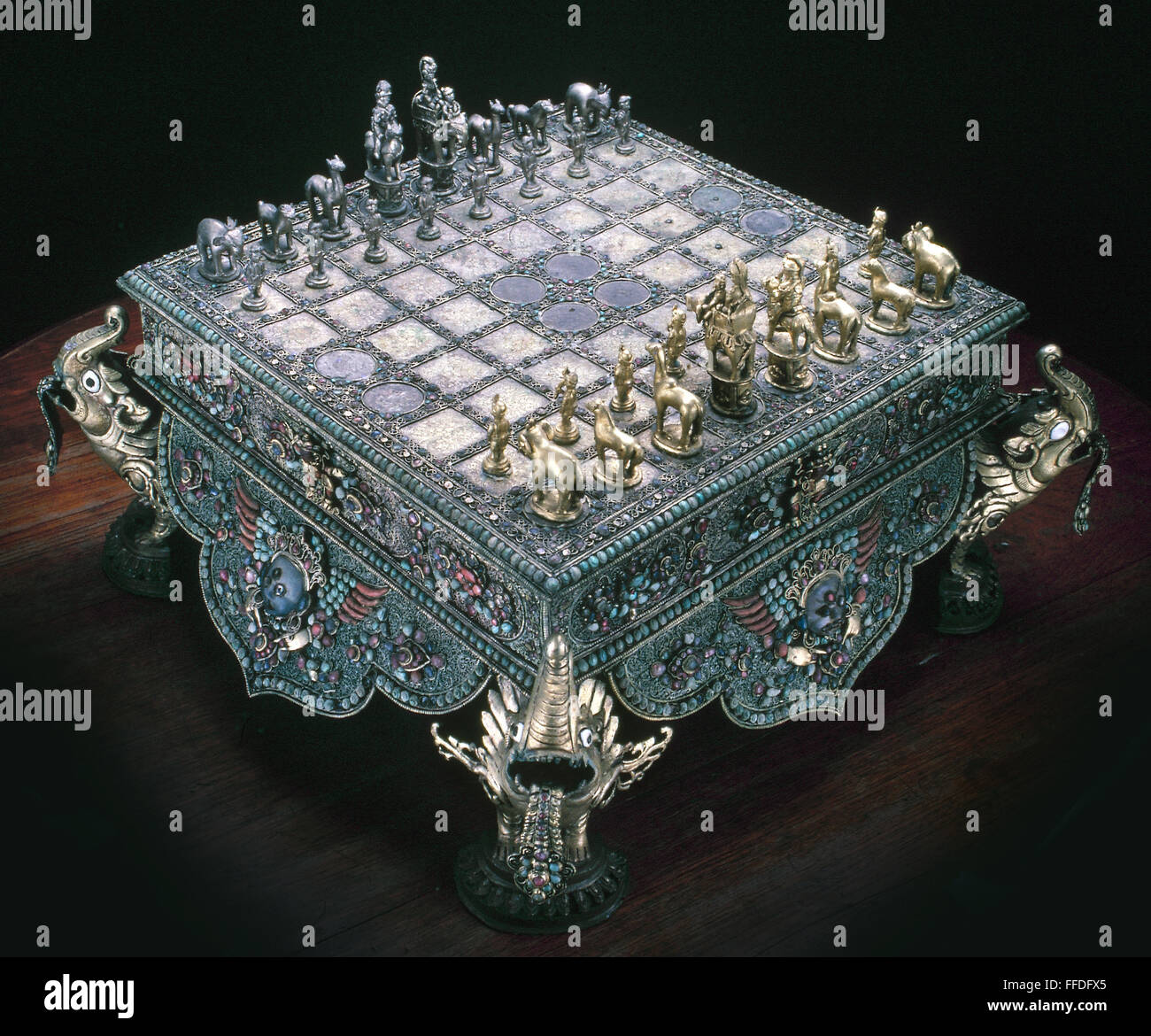 INDIAN CHESS SET. /nChess set from India with gold plated pieces and ...