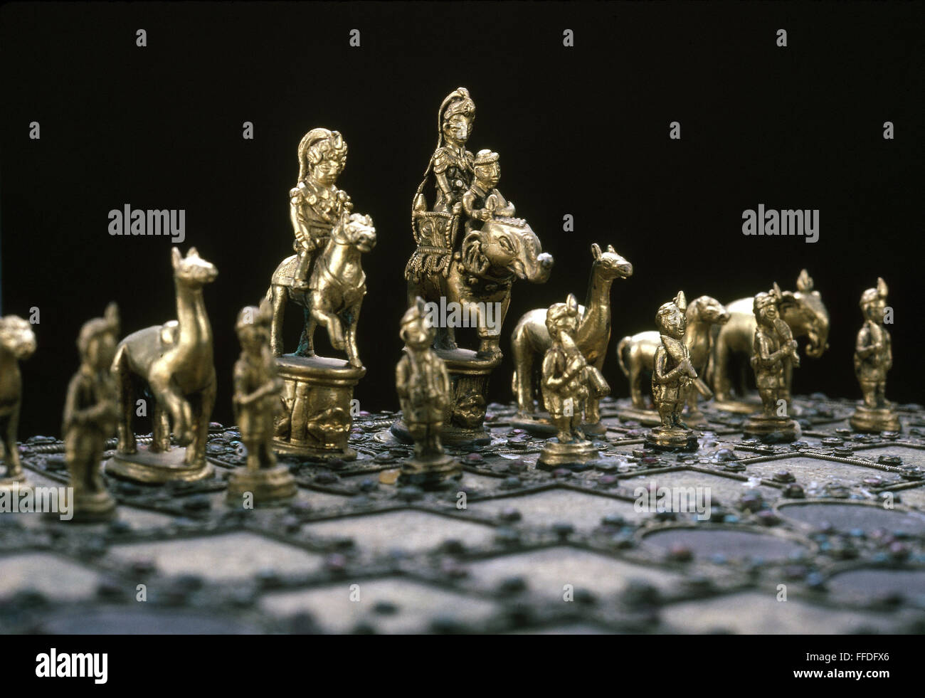 INDIAN CHESS SET. /nGold plated chess pieces for an Indian chess set ...