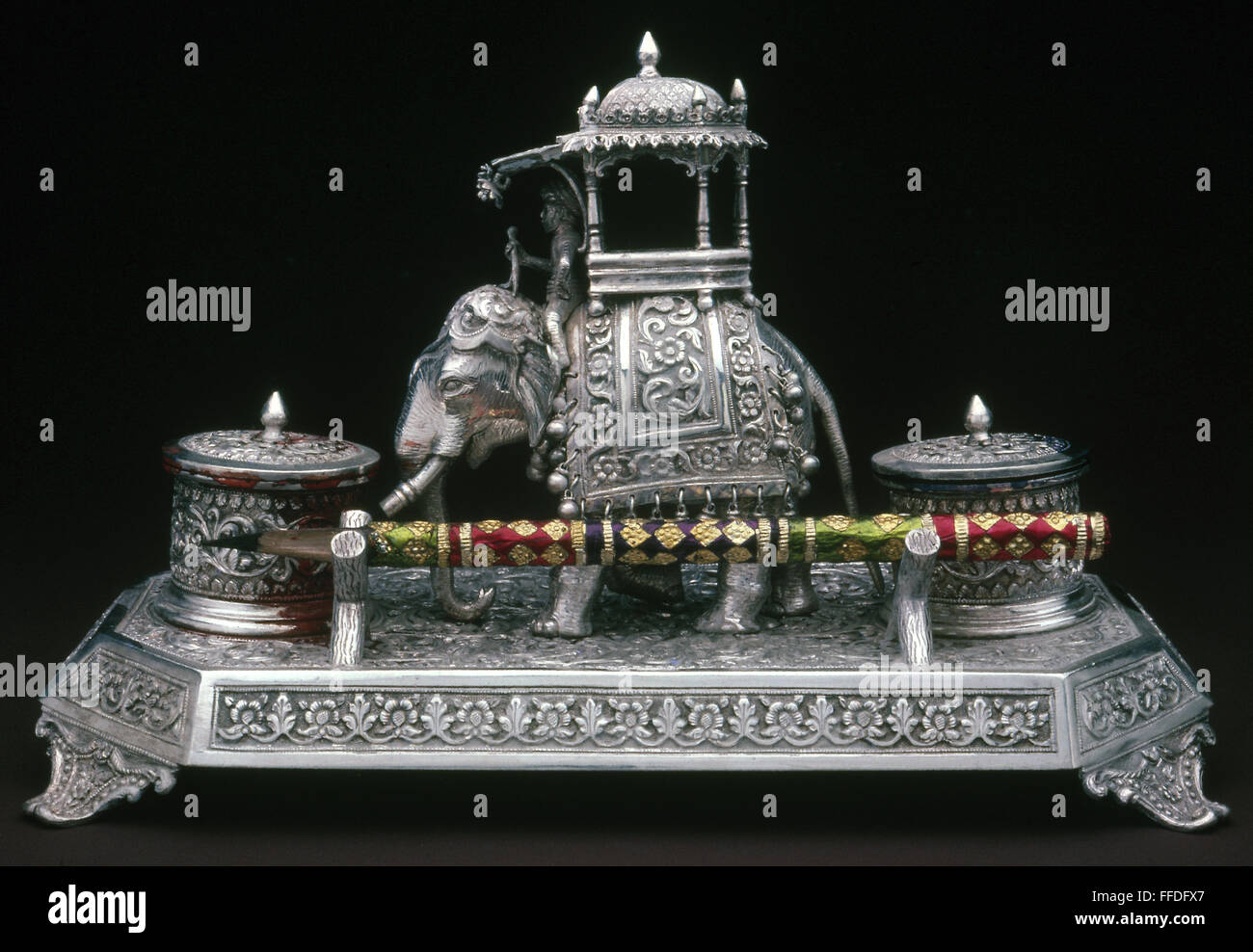 INDIA: ROYAL ELEPHANT. /nSilver figure of a royal Indian elephant ...